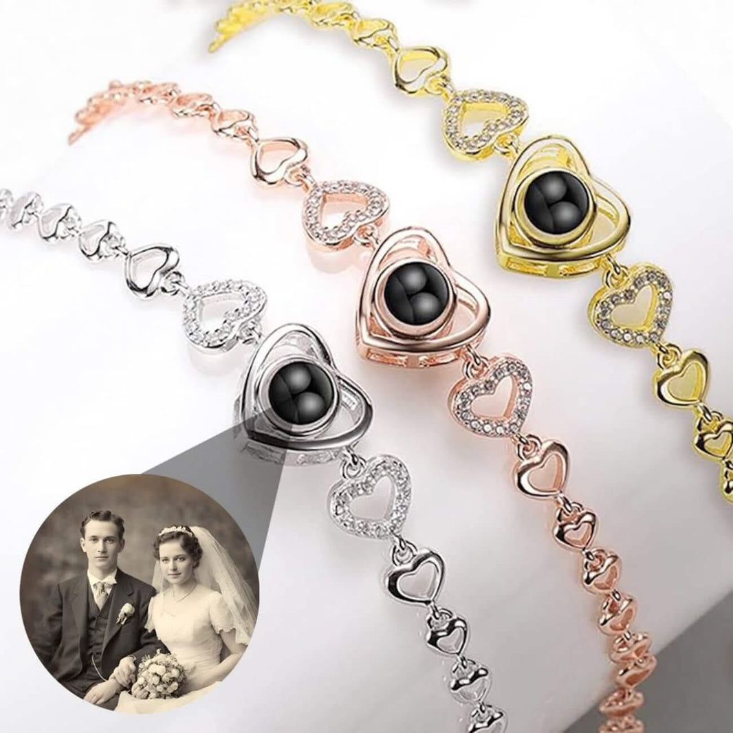 Personalized Braided Photo Projection Bracelet with Eyeball Charm