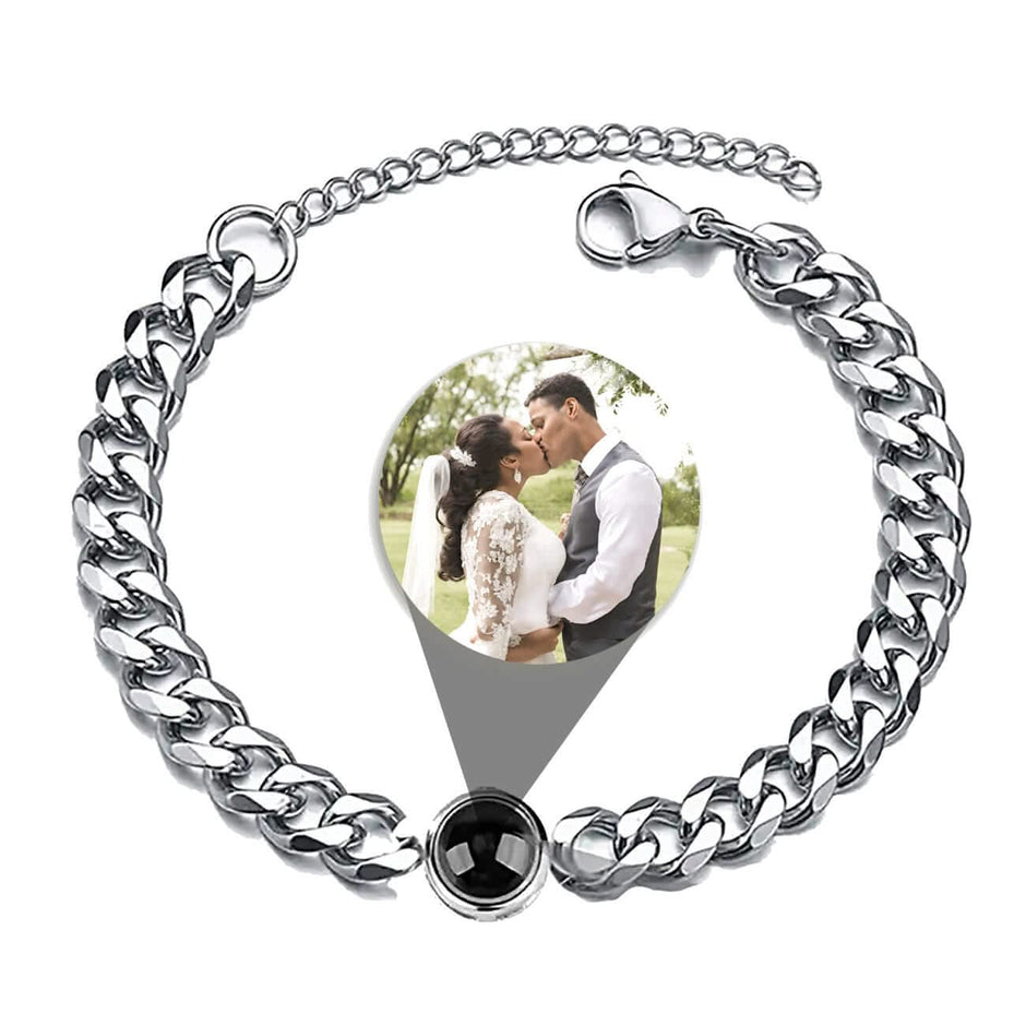 Personalized Braided Photo Projection Bracelet with Eyeball Charm